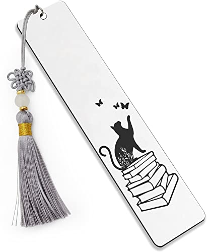 Ptzizi Funny Metal Engraved Cat Bookmark with Tassel Inspirational Bookmark Clip for Friends Teachers Students Book Lovers Cat Lovers Retirement Teacher's Day Graduation Christmas Birthday Gifts
