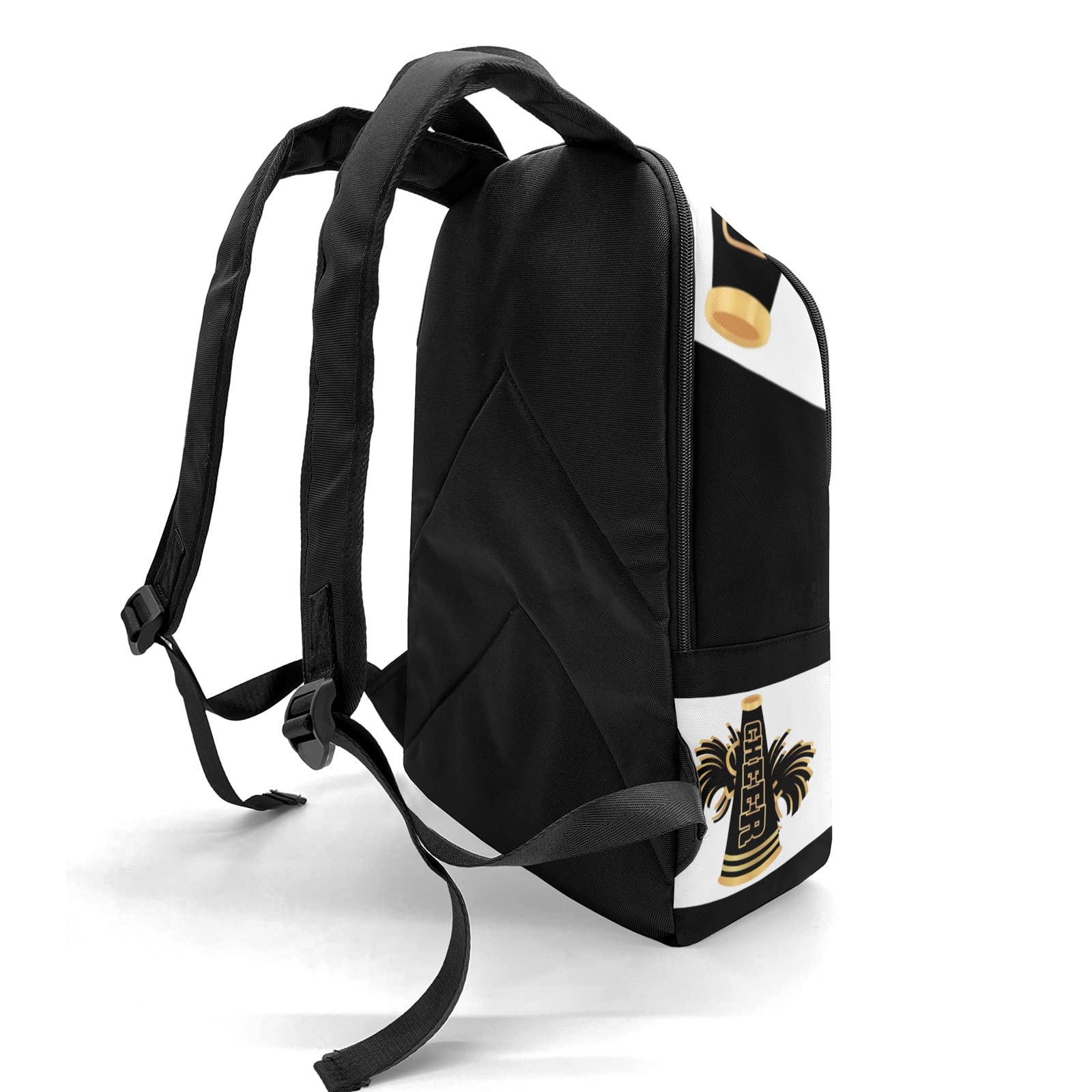 Urcustom Personalized Name Cheerleader Megaphone Cheer Black Backpack Unisex Bookbag for Boy Girl Travel Daypack Bag Purse 17.7 IN