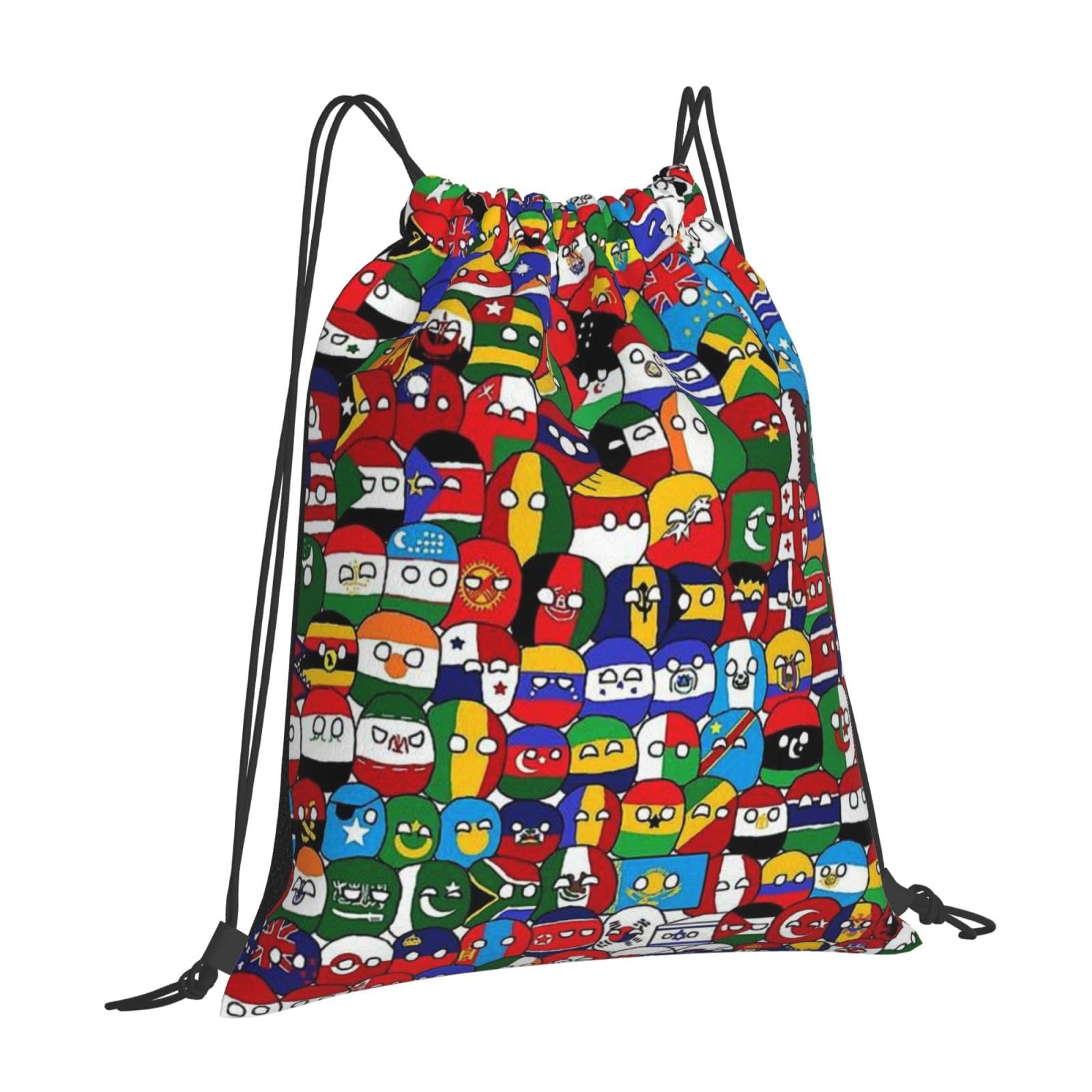 Woidxzxza Countryball Drawstring Backpack Unisex Lightweight Sport Sackpack Gym Bags Storage Cinch Bag