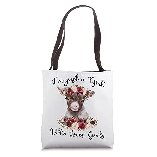 Funny Floral Goat Mom Just A Girl Who Loves Goats Farmers Tote Bag