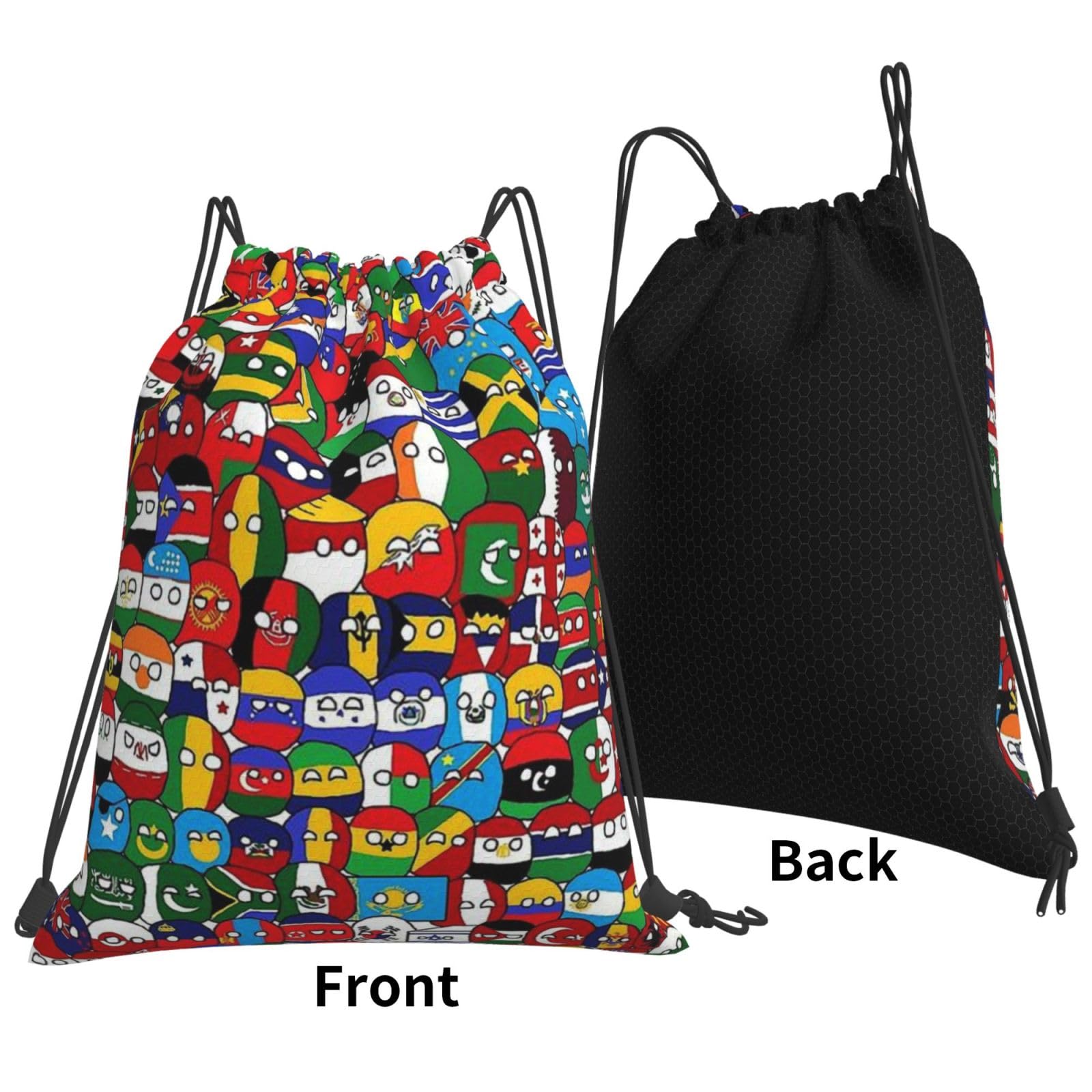 Woidxzxza Countryball Drawstring Backpack Unisex Lightweight Sport Sackpack Gym Bags Storage Cinch Bag