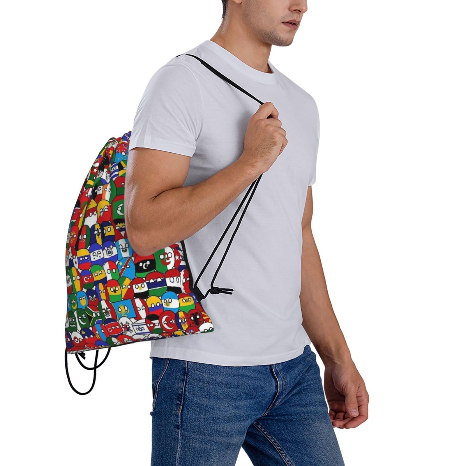 Woidxzxza Countryball Drawstring Backpack Unisex Lightweight Sport Sackpack Gym Bags Storage Cinch Bag