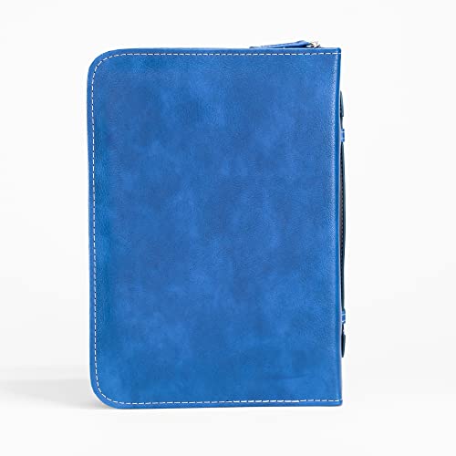 The Lord Has Done Great Things Floral Blue Medium Faux Leather Bible Cover