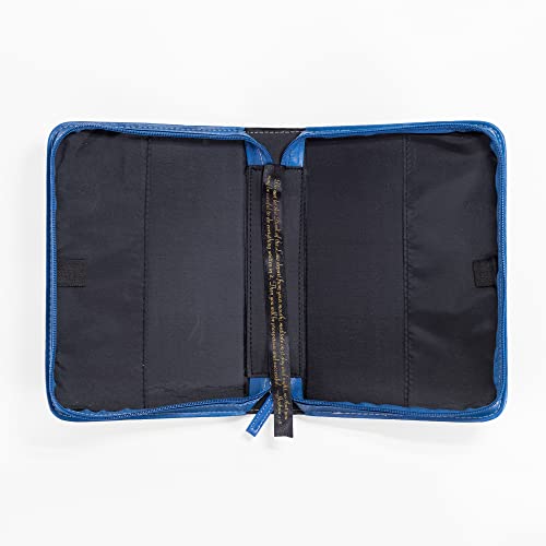 The Lord Has Done Great Things Floral Blue Medium Faux Leather Bible Cover