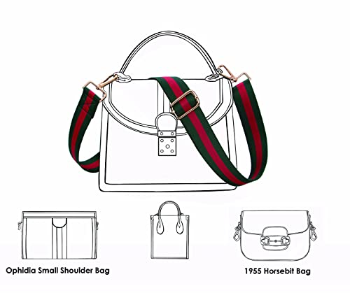 OULARIO Purse Strap Replacement Crossbody Wide Strap Compatible with GC Bags (Color 24 - Green red Green Stripe)