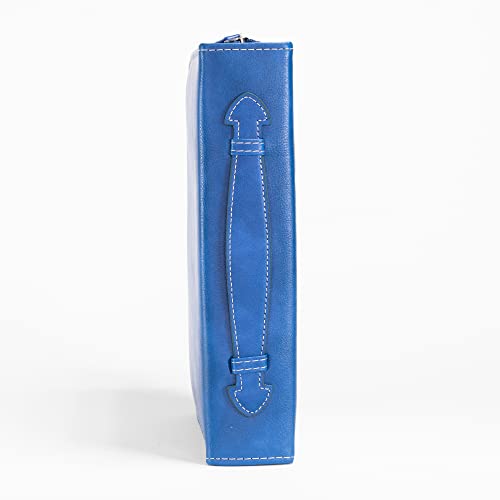 The Lord Has Done Great Things Floral Blue Medium Faux Leather Bible Cover