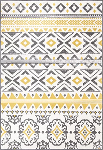 Rugshop Leiria Bohemian Geometric Area Rug 5' x 7' Yellow