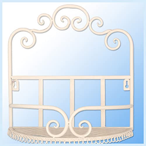 Happiness Decoration Bathroom Iron Black Wall Mounted Shelf Iron Rustic Wall Shelf Organize (White), 12.2 x 5.9 x 11.4 inches