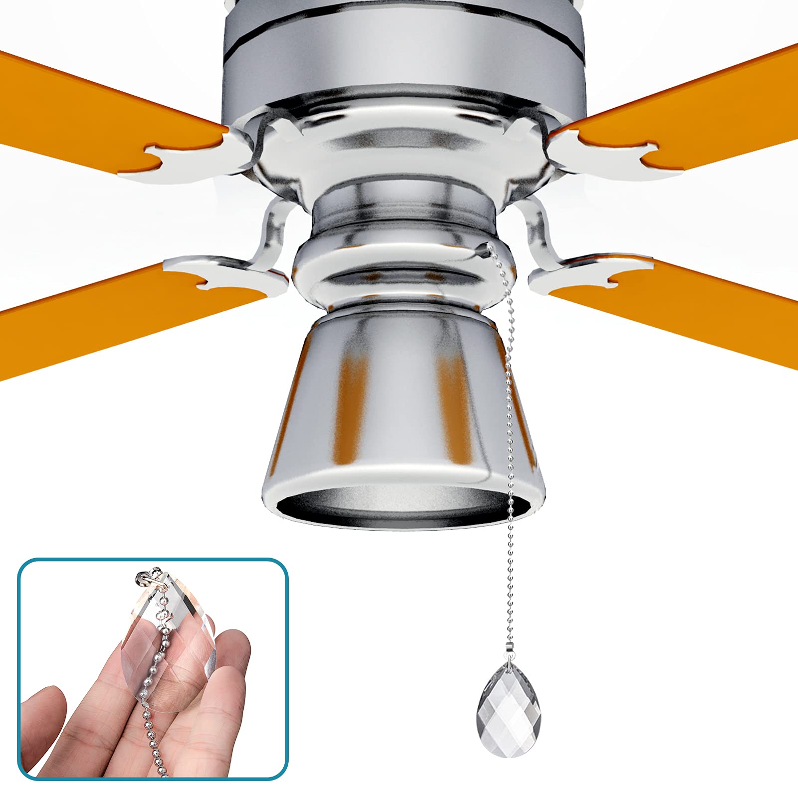 2PCS Ceiling Fan Pull Chains, Premium Fan Pull Chain with 20-inches Extension Chains