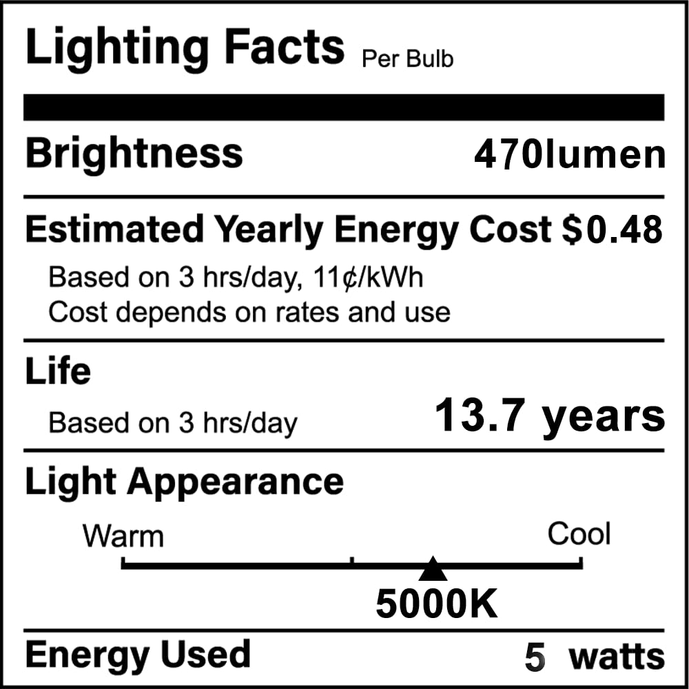 SHINESTAR 8-Pack Ceiling Fan Light Bulbs, A15 LED Bulb with E26 Base, 40W Equivalent, 5000K Daylight White, Non-Dimmable