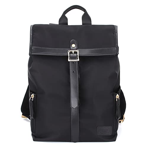 Camelia de Amour Women backpack purse Fashion Nylon Rucksack medium size (t295-183 black/gold Hardware)