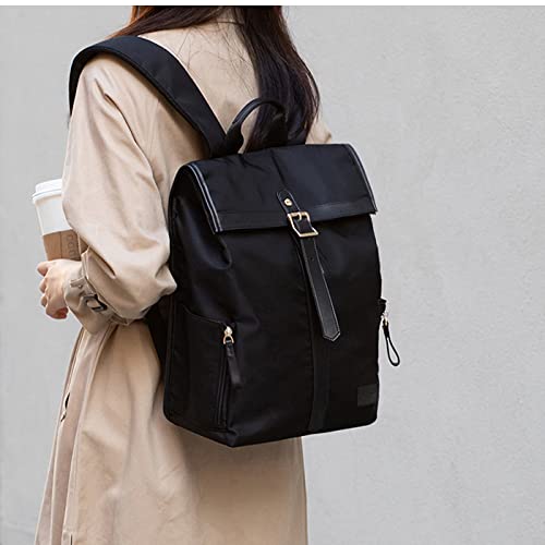 Camelia de Amour Women backpack purse Fashion Nylon Rucksack medium size (t295-183 black/gold Hardware)