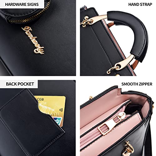XIAOYU Fashion Purses and Handbags for Women Ladies Leather Top Handle Satchel Shoulder Bags Small Totes (Black)