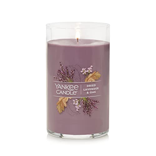Yankee Candle Dried Lavender & Oak Signature Medium Pillar Candle, 14.25oz