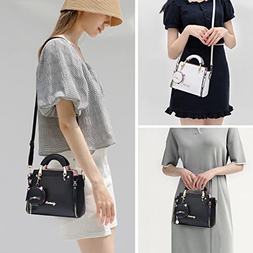 XIAOYU Fashion Purses and Handbags for Women Ladies Leather Top Handle Satchel Shoulder Bags Small Totes (Black)