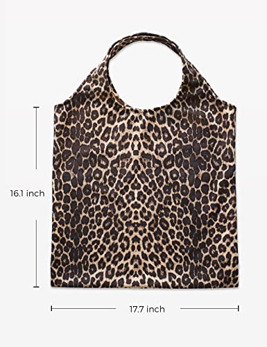 Heesch Tote Bag Leopard Hobo Bag Cheetah Print Hippie Bag Fabric Shopping Bag Cloth Purse for Women (Leopard)