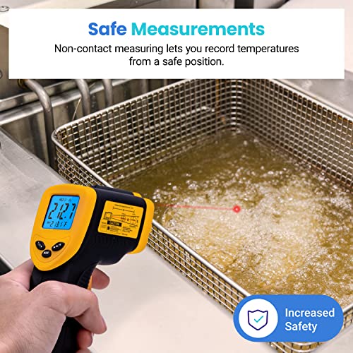 Etekcity Infrared Thermometer Upgrade 774, Heat Temperature Temp Gun for Cooking, Laser IR Surface Tool for Pizza, Griddle, Grill, HVAC, Engine, Accessories, -58°F to 842°F, Yellow