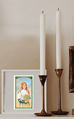 St Dymphna Prayer Card - with Book Mark, One Day at A Time Pocket Token Coin, The Lord's Prayer | Catholic Patron Saint of Anxiety, Emotional Disorders, Stress, Mental Problems | 4 Items in Set