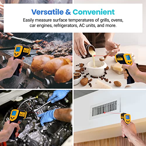Etekcity Infrared Thermometer Upgrade 774, Heat Temperature Temp Gun for Cooking, Laser IR Surface Tool for Pizza, Griddle, Grill, HVAC, Engine, Accessories, -58°F to 842°F, Yellow