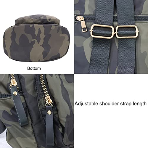Women Nylon Backpack Anti-theft Fashion Casual Lightweight Travel Shoulder Bag Waterproof Bag (Camo)
