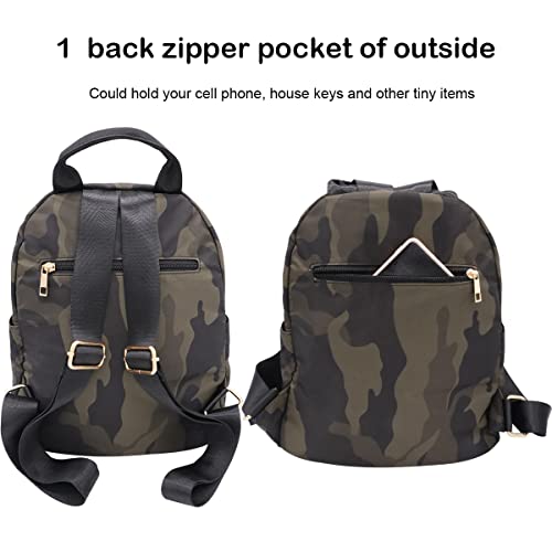 Women Nylon Backpack Anti-theft Fashion Casual Lightweight Travel Shoulder Bag Waterproof Bag (Camo)