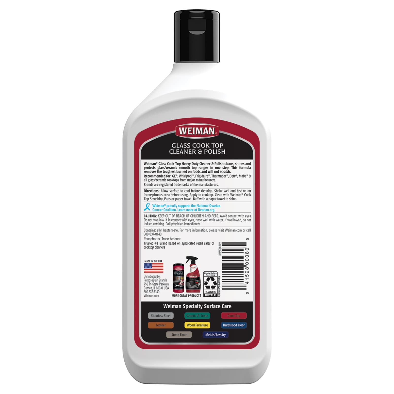 Weiman Non-Abrasive, No Scratch Induction Glass Ceramic Stove Cooktop Heavy Duty Cleaner and Polish, 20 Ounce