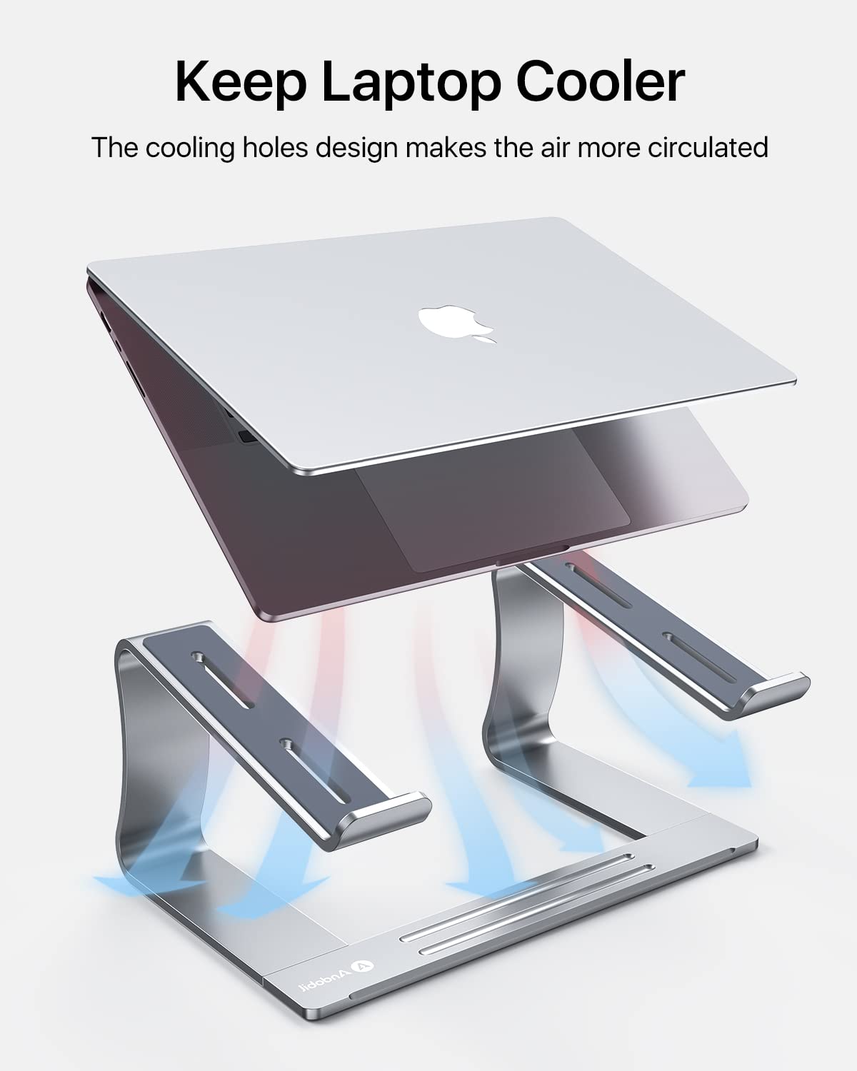 andobil Portable Laptop Stand, [Cooling & Neck Friendly] Solid Ergonomic Ajustable Laptop Desk Stand Compatible with 16 inch MacBook Pro, Air, All Lap Top 10-17.3 inch, Silver