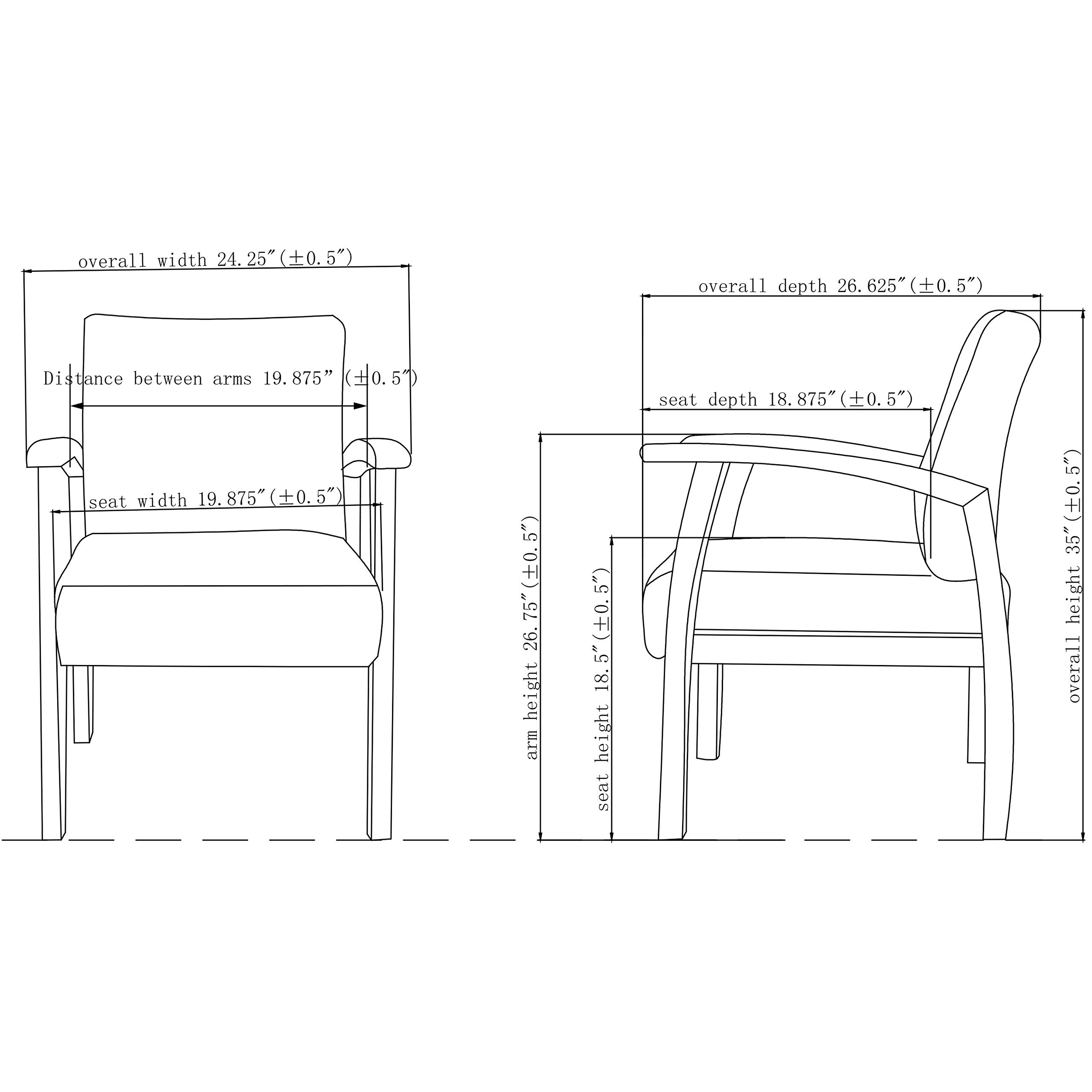 Lorell Chair, 23.5D x 22.3W x 9H in, Taupe/Espresso Frame