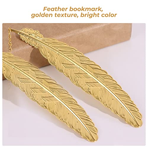 QEZEZA Metal Feather Bookmark, Handmade Gifts Bookmarks for Book Lovers, Teachers, Kids, Women and Men 2 Pack (Purple)