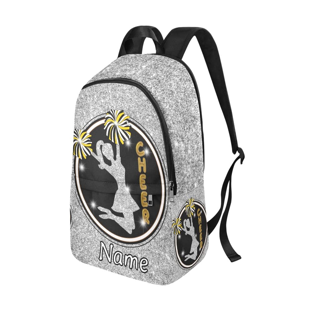 CUXWEOT Personalized Cheerleader Girl Silver Print Backpack with Name Custom Travel Daypack Bag for Man Woman Gifts