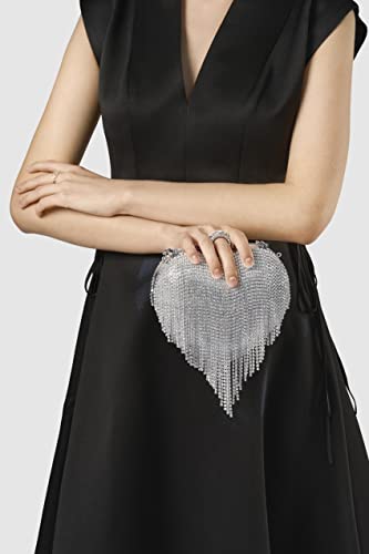 BABEYOND Women's Rhinestone Clutch Evening Bag - Heart Shape Glitter Tassel Purse for 1920s Party Prom Wedding