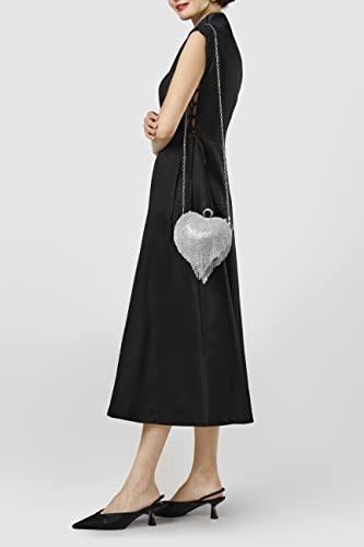 BABEYOND Women's Rhinestone Clutch Evening Bag - Heart Shape Glitter Tassel Purse for 1920s Party Prom Wedding