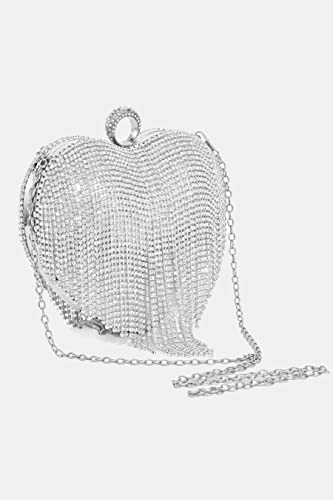 BABEYOND Women's Rhinestone Clutch Evening Bag - Heart Shape Glitter Tassel Purse for 1920s Party Prom Wedding
