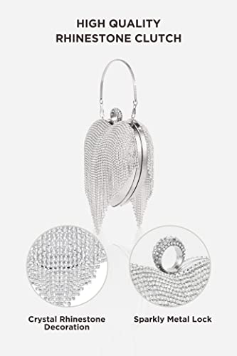 BABEYOND Women's Rhinestone Clutch Evening Bag - Heart Shape Glitter Tassel Purse for 1920s Party Prom Wedding