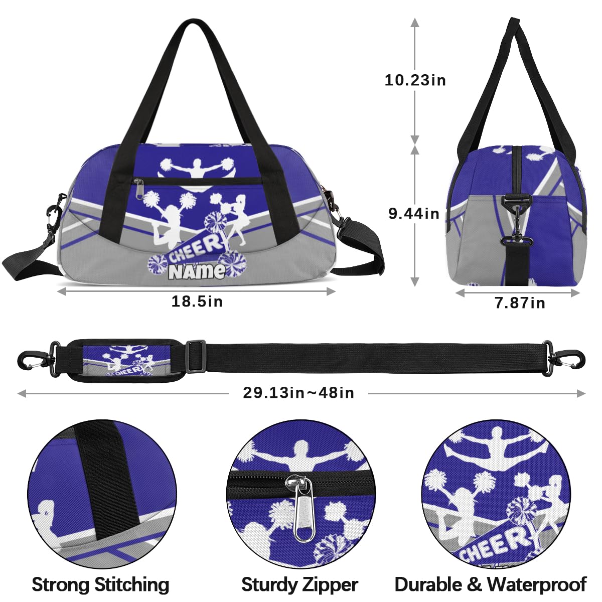 Personalized Name Cheerleader Bag for Girls, Custom Dance Bag Sport Duffel Bag Gym Bag Travel Overnight Weekender Bags, Customized Kids Gifts, Cheer Deep Red
