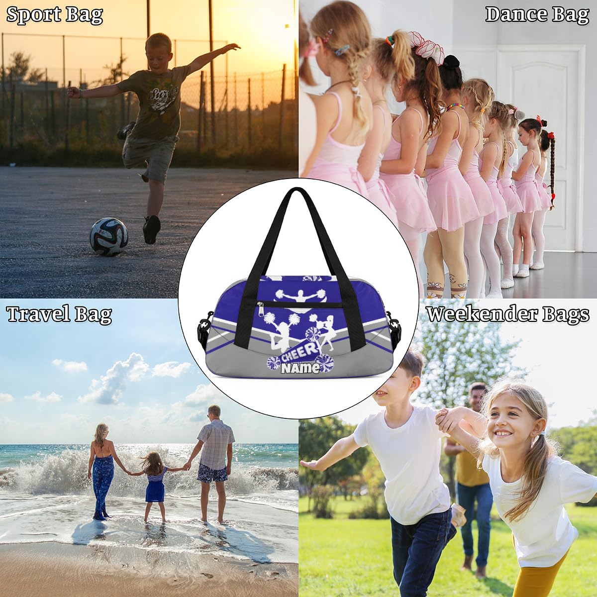 Personalized Name Cheerleader Bag for Girls, Custom Dance Bag Sport Duffel Bag Gym Bag Travel Overnight Weekender Bags, Customized Kids Gifts, Cheer Deep Red