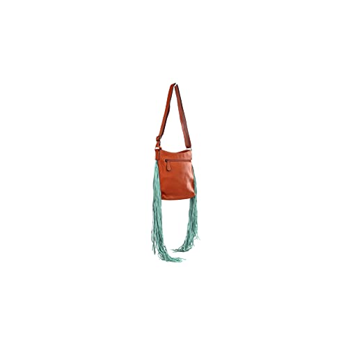 ARIAT Women's Lorelei Calf Hair Tooled Tan Crossbody Bag
