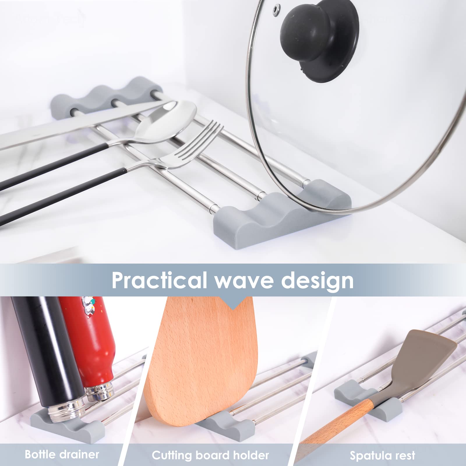 Tomorotec Sponge Brush Dish Rag Holder Multifunctional Telescopic Sink Rack for Bottle and Brushes Storage Over The Sink Dish Drainer