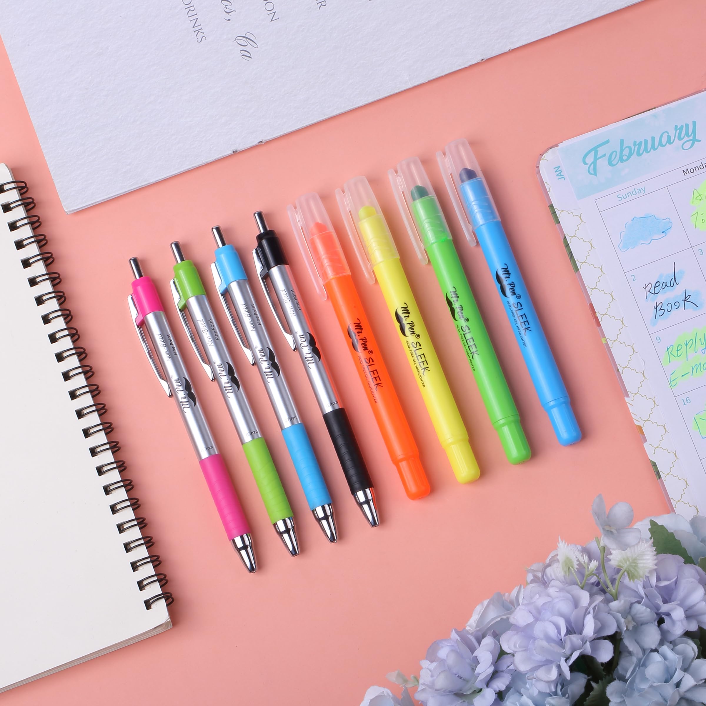 Mr. Pen- Bible Highlighters and Pens No Bleed, 8 Pack, Bible Journaling Kit, Bible Pens No Bleed Through, Gel Highlighters, Bible Markers No Bleed Through, Bible Study Kit, Christian Gifts