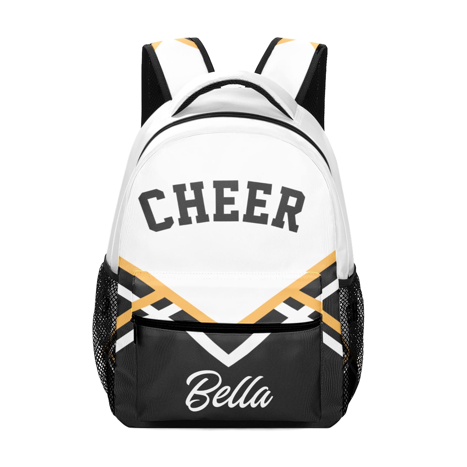 XIUCOO Cheerleaders Yellow Black Backpack Personalized Name Waterproof Travel Bag for Boys Girls Gift