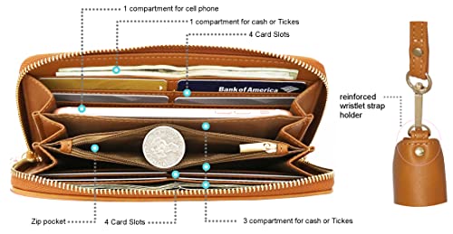 Brentano Vegan Leather Slim Single-Zipper Chevron Embroidered Wallet Clutch with Removable Wrist Strap (WHITE)