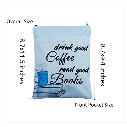 Gzrlyf Coffee Book Sleeve Drink Good Coffee Read Good Books Zipper Pouch Coffee Lover Gift Book Protector Sleeve Reader Gift (Drink Coffee Read Books)