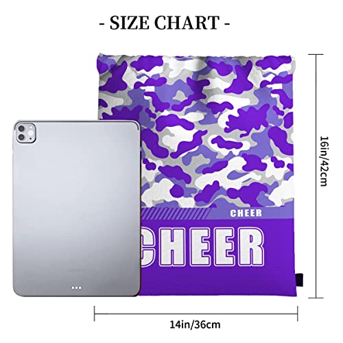 Givotin Drawstring Backpack Waterproof Gym Drawstring Bags Sports String Bag Camo Sackpack-Purple Cheer Drawstring Bag