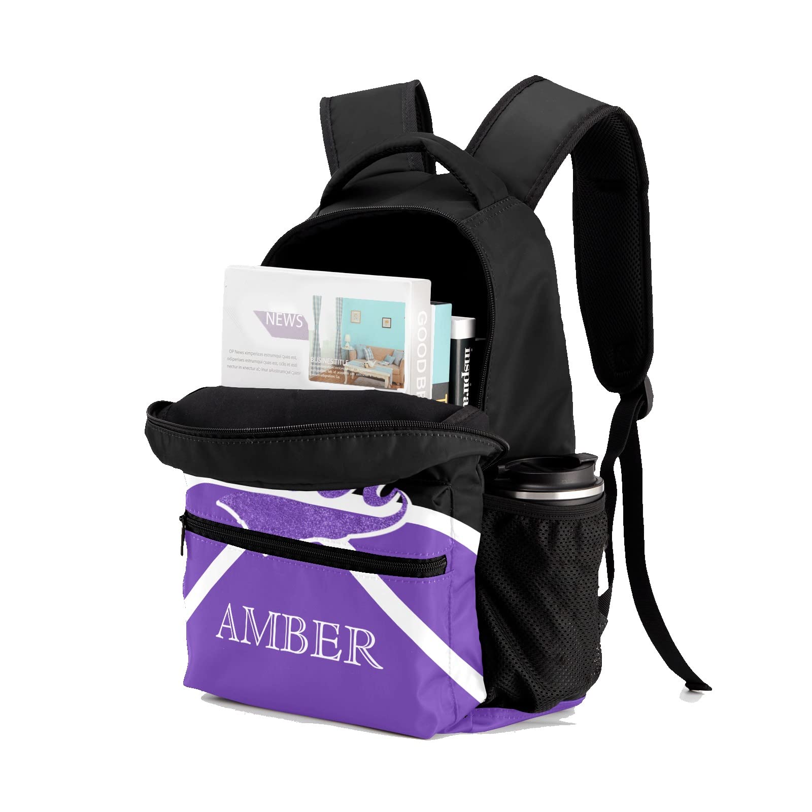 SunFancyCustom Star Cheerleaders Cheer Purple Backpack Personalized Daypack Laptop Travel Hiking Bag with Name
