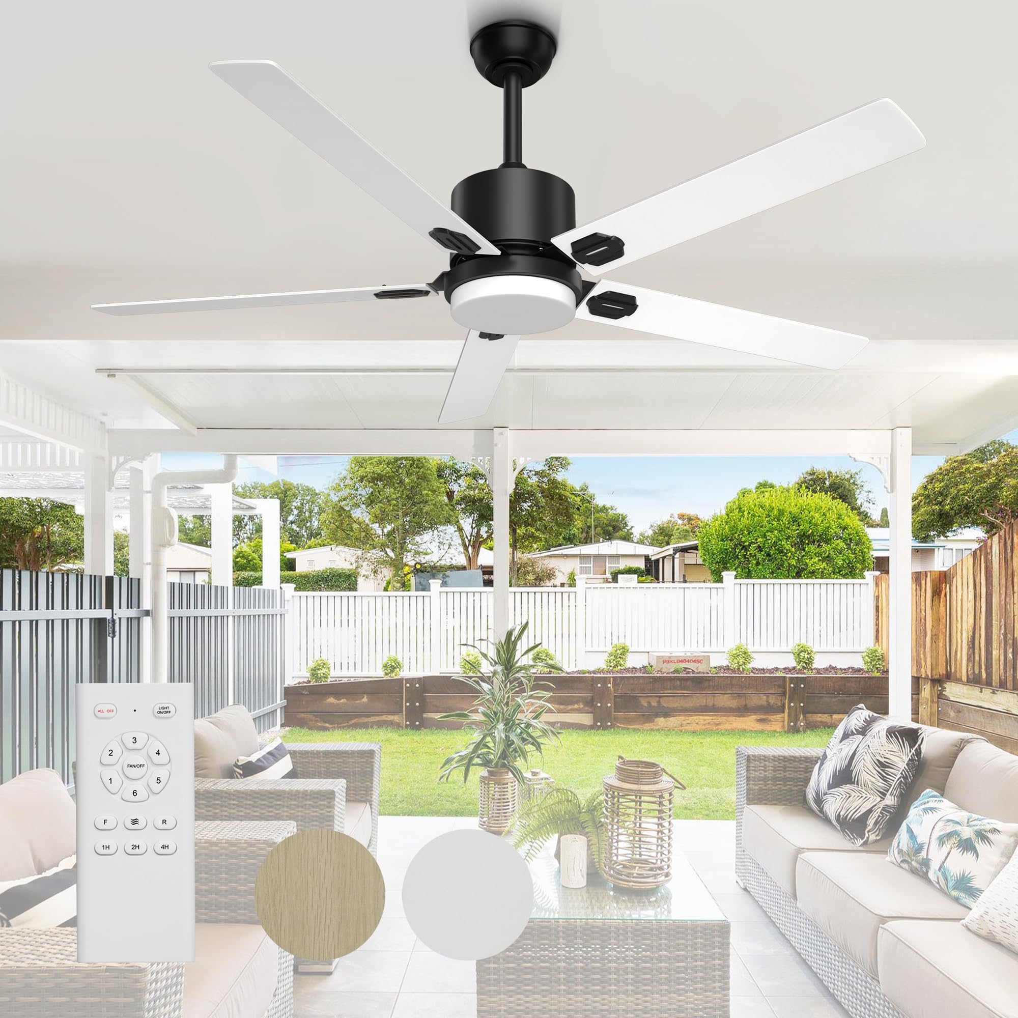 BECLOG 60" Ceiling Fan with Light, Ceiling Fans Indoor Outdoor with Remote Ceiling Fan DC Motor with Lights LED for Patios, Bedroom, Farmhouse, Dining Room, Kitchen, Living Room