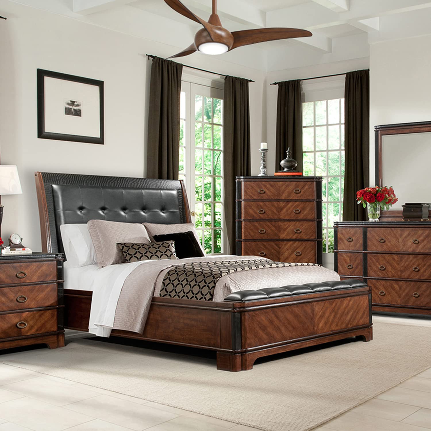 MINKA-AIRE F845-DK Light Wave 44 inch Ceiling Fan with LED Light and Remote Control, Brown Distressed Koa Finish