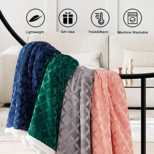 inhand Sherpa Throw Blanket 51”x63” Warm Soft Large Forest Green Sherpa Fleece Blankets and Throws Cozy Fluffy Reversible Flannel Fleece Blanket for Couch Sofa Bed Lap Plush Fuzzy Brushed Blanket