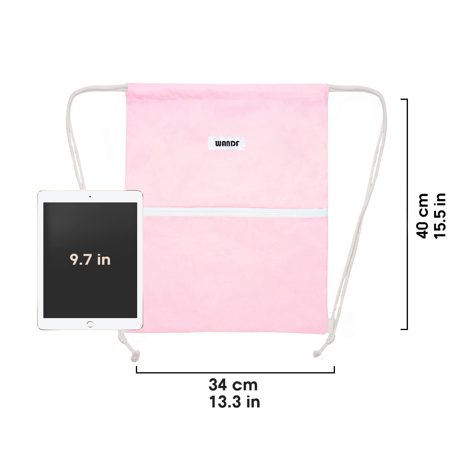 WANDF Drawstring Backpack String Bag Sackpack Cinch Water Resistant Nylon for Sport Yoga Gym Shopping (Light Pink)