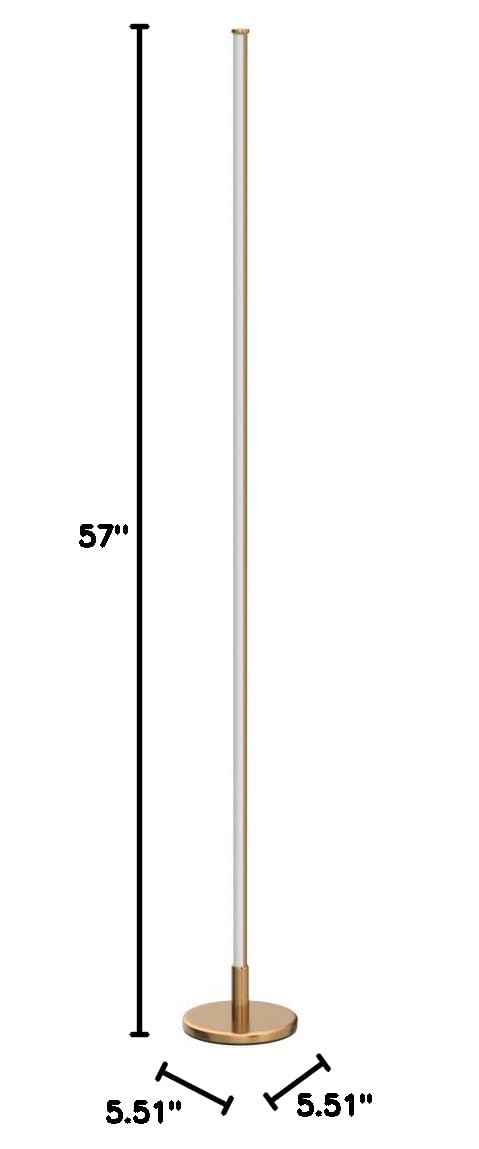 TACAHE Minimalist Corner Floor Lamp - 2700K-6500K Dimmable LED Night Light - Modern Standing Mood Lamp with Remote Control for Living Room, Bedroom - 57" 12W - Gold