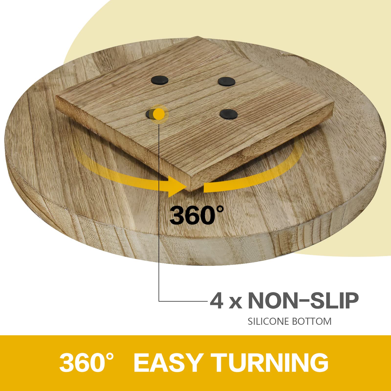 Wood Lazy Susan Turntable Organizer, Table Spinning Spice Rack Organizer for Cabinet, Rustic Wood Rotating Tray, Pantry Cabinet 360 Degree Rotating Storage Tray for Kitchen, Pantry Countertop, Fridge